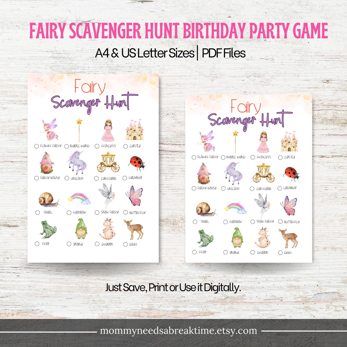 Fairy Scavenger Hunt Fairy Party Favors, Girls Scavenger Hunt Fairy ...