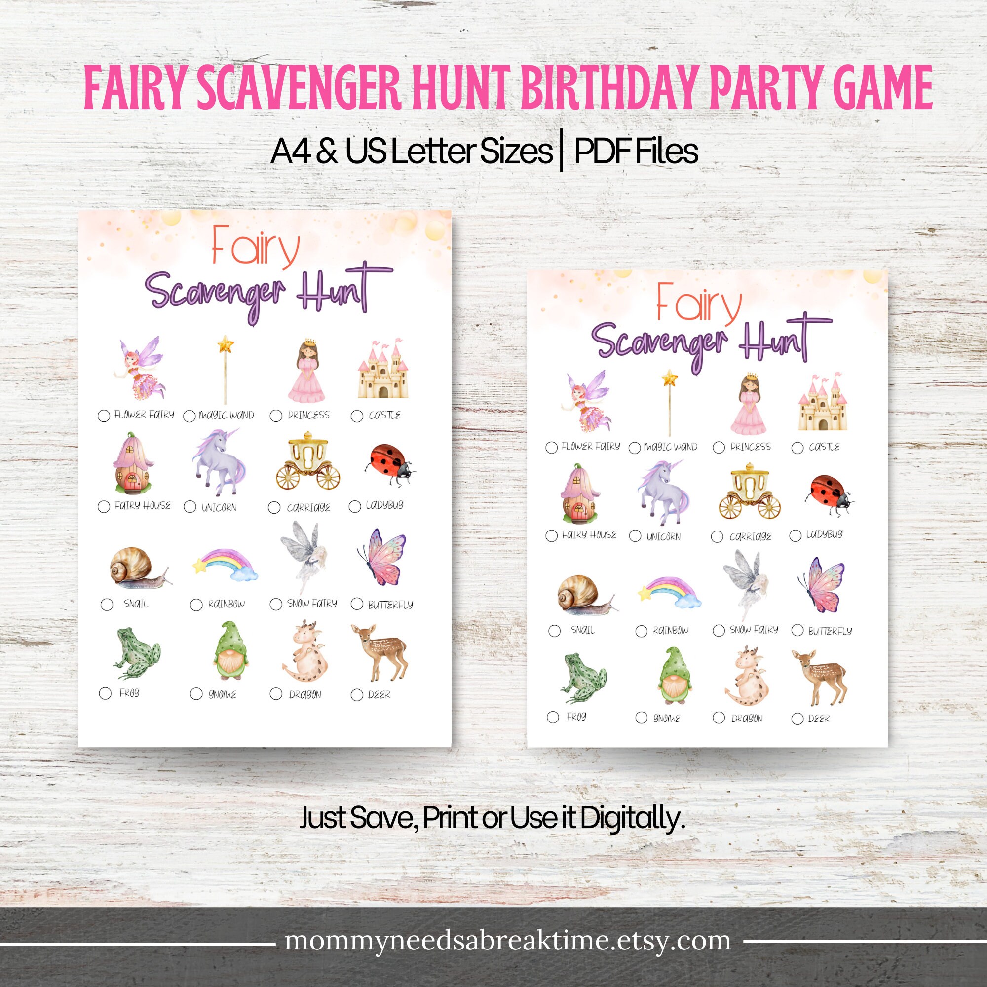 Fairy Scavenger Hunt Fairy Party Favors Girls Scavenger Hunt Fairy ...