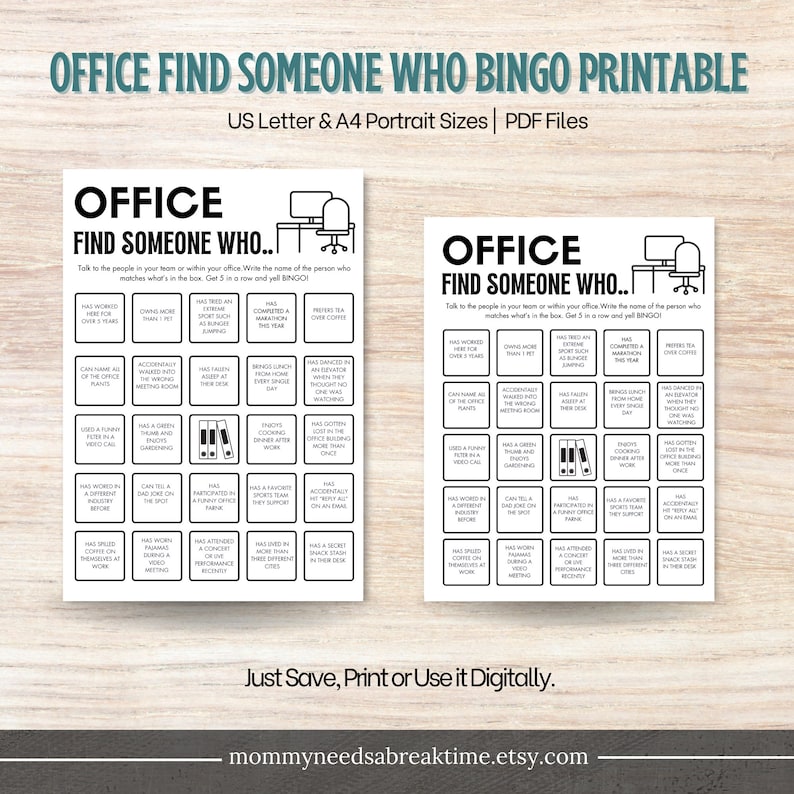 Office Find Someone Who Team Building Games, Find the Guest Bingo Team ...
