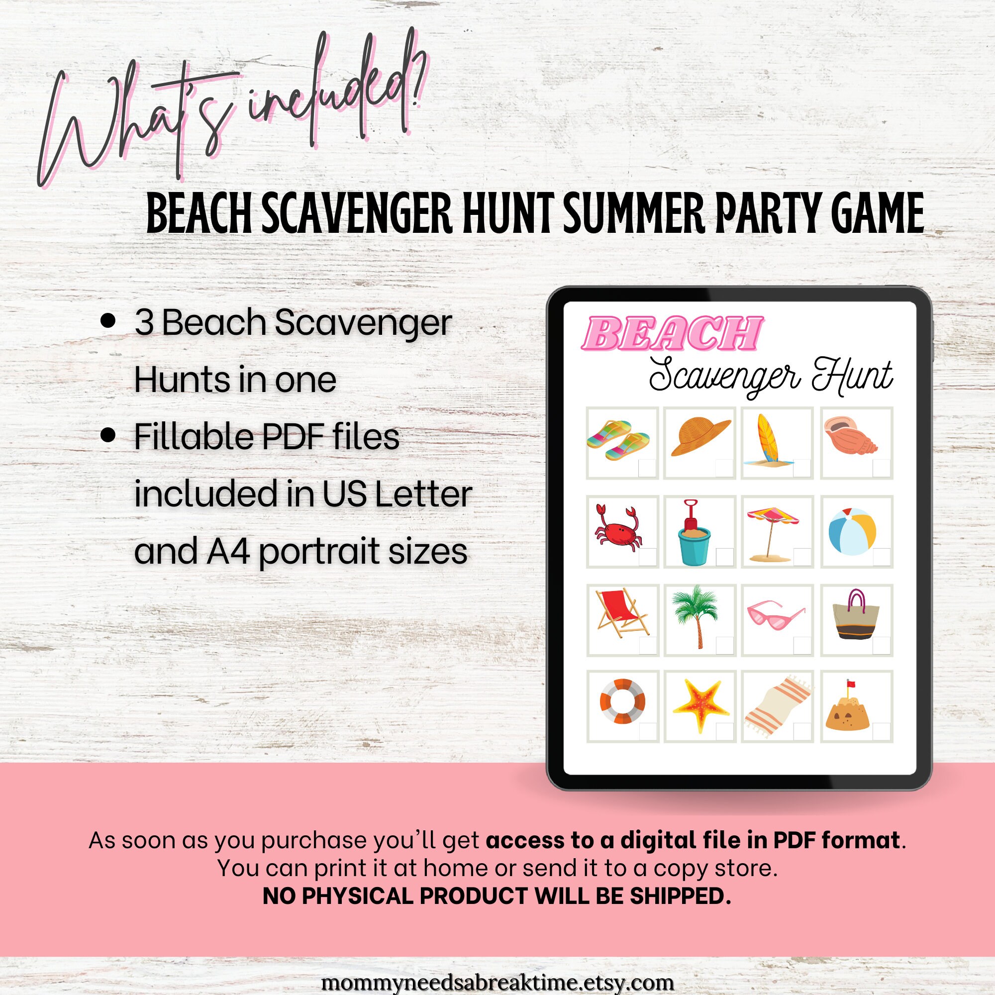Beach Scavenger Hunt, Summer Party Games, Summer Camp Activity, Summer ...
