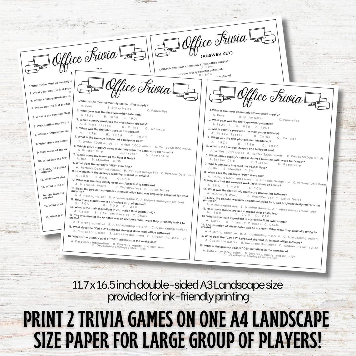 Office Trivia Team Building Games, Office Party Games Workplace Games ...