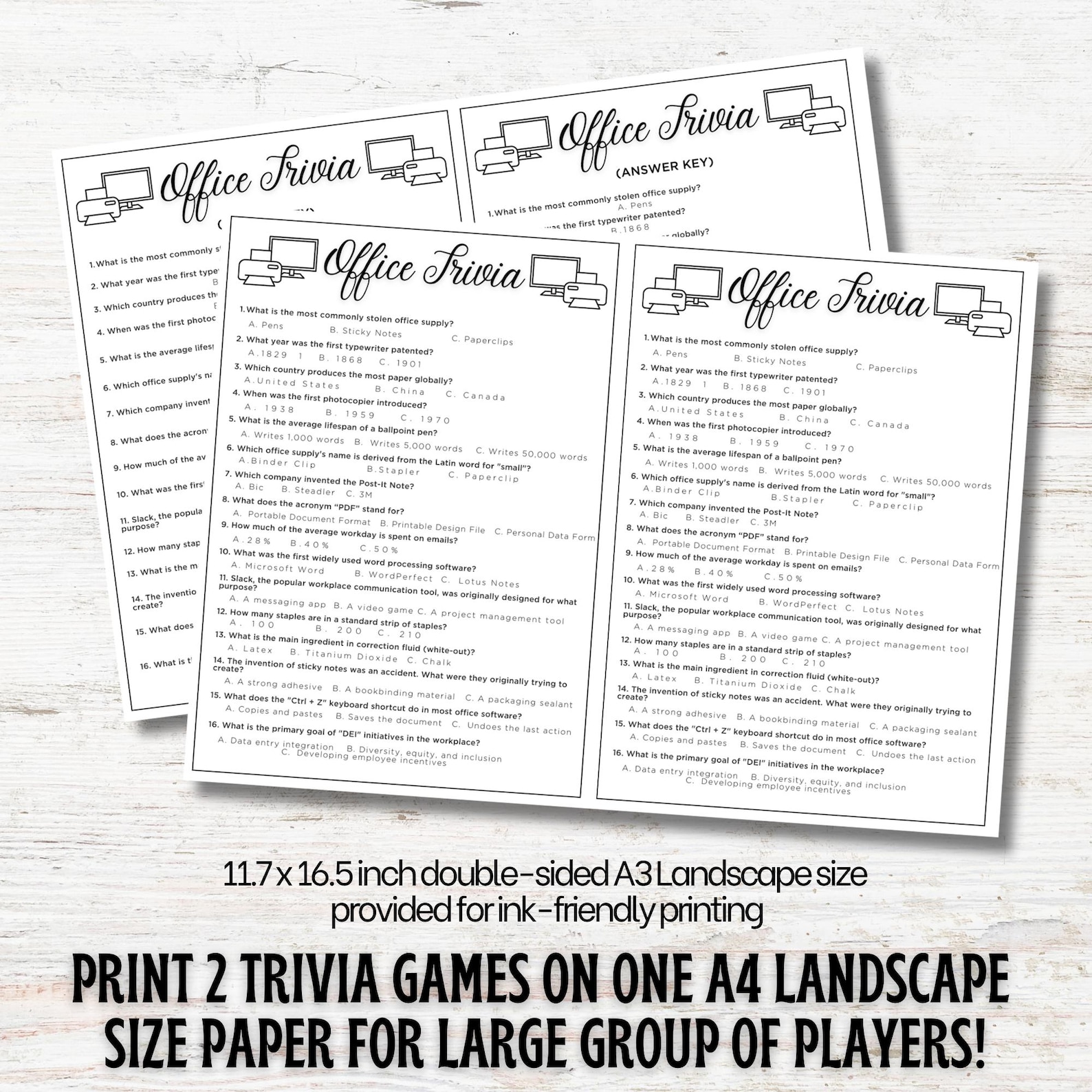 Office Trivia Team Building Games, Office Party Games Workplace Games ...