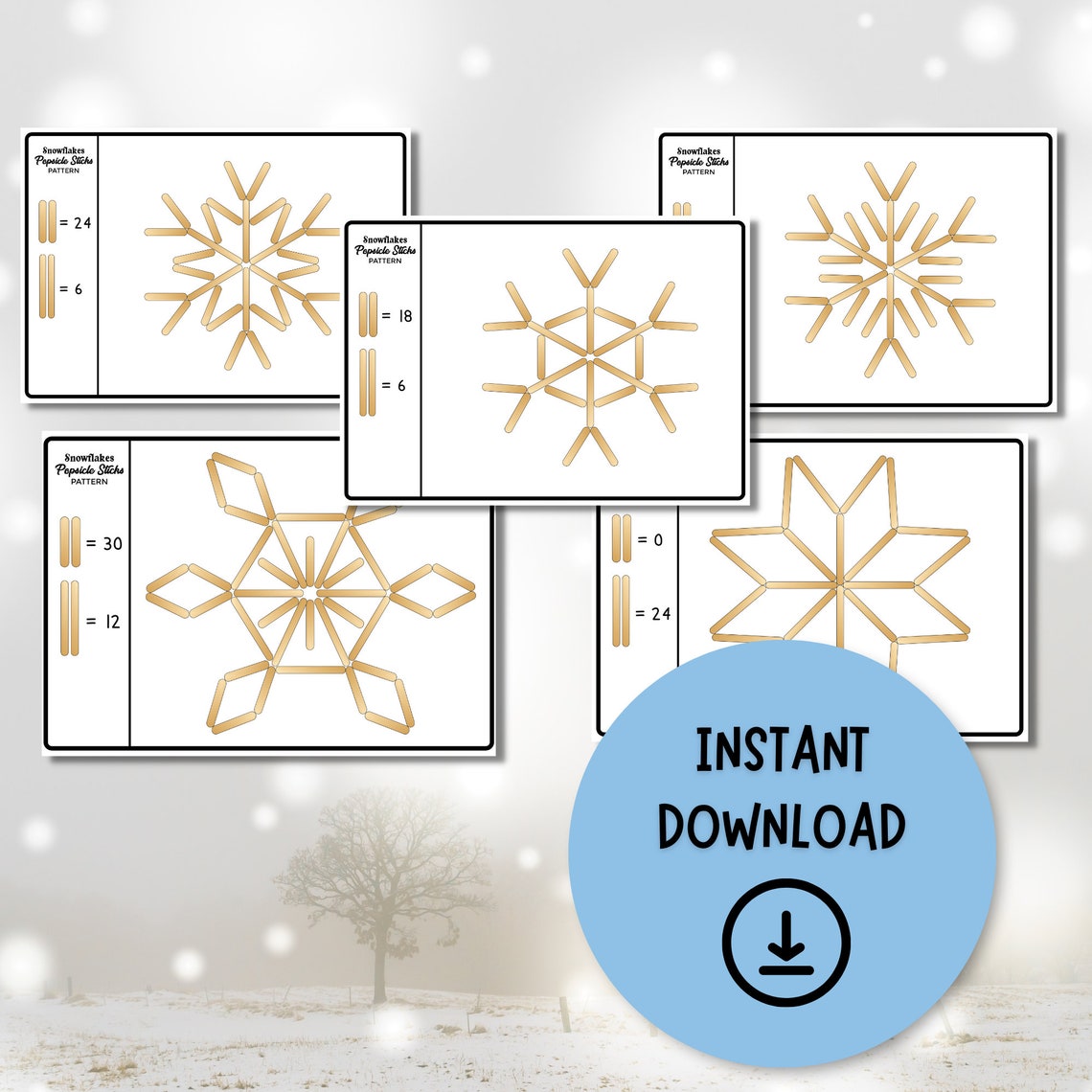 Snowflakes Popsicle Stick Art, Wooden Snowflakes Snowflake Favors ...
