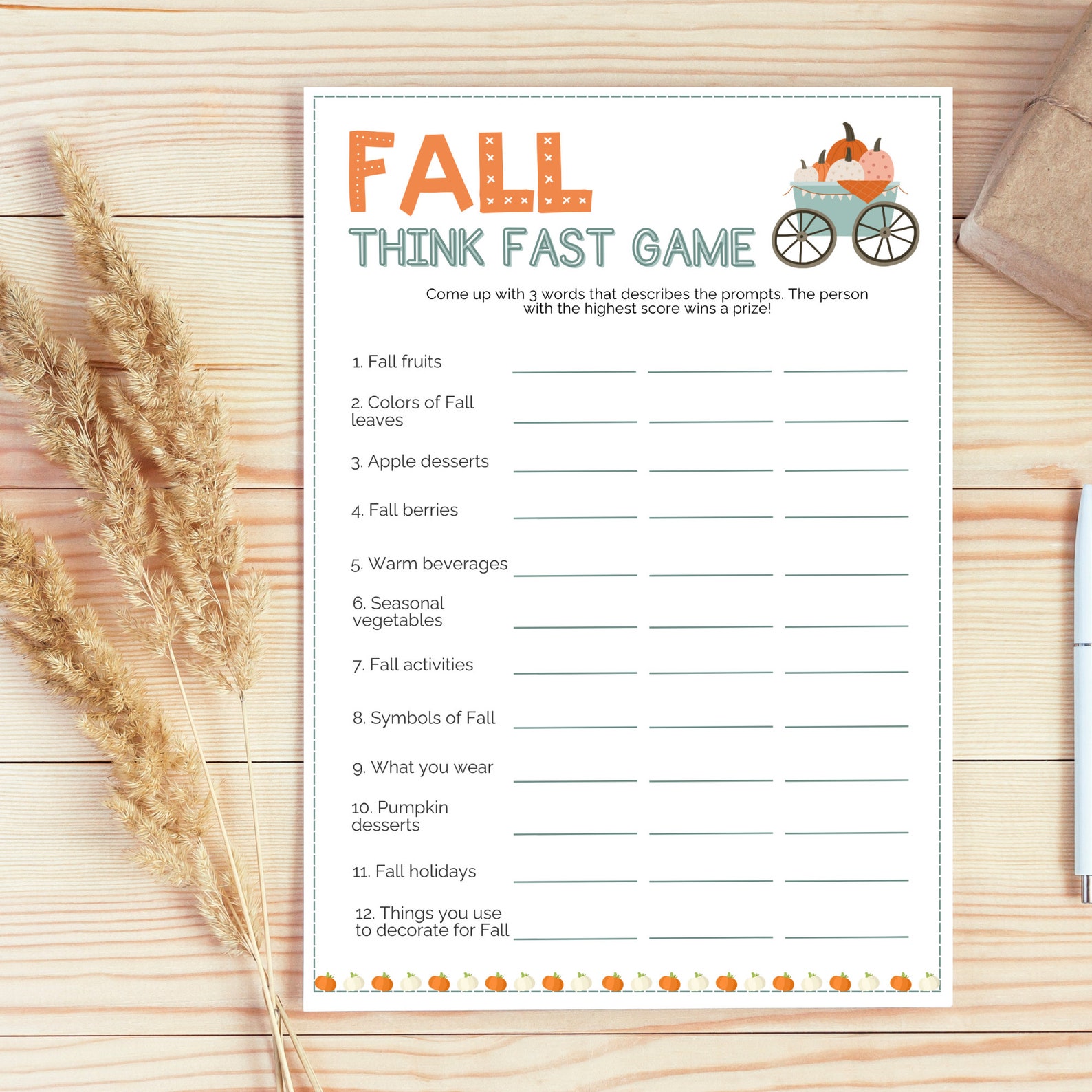 Fall Think Fast Game Kids | Fall Words Game Kids Word Games | Fall ...
