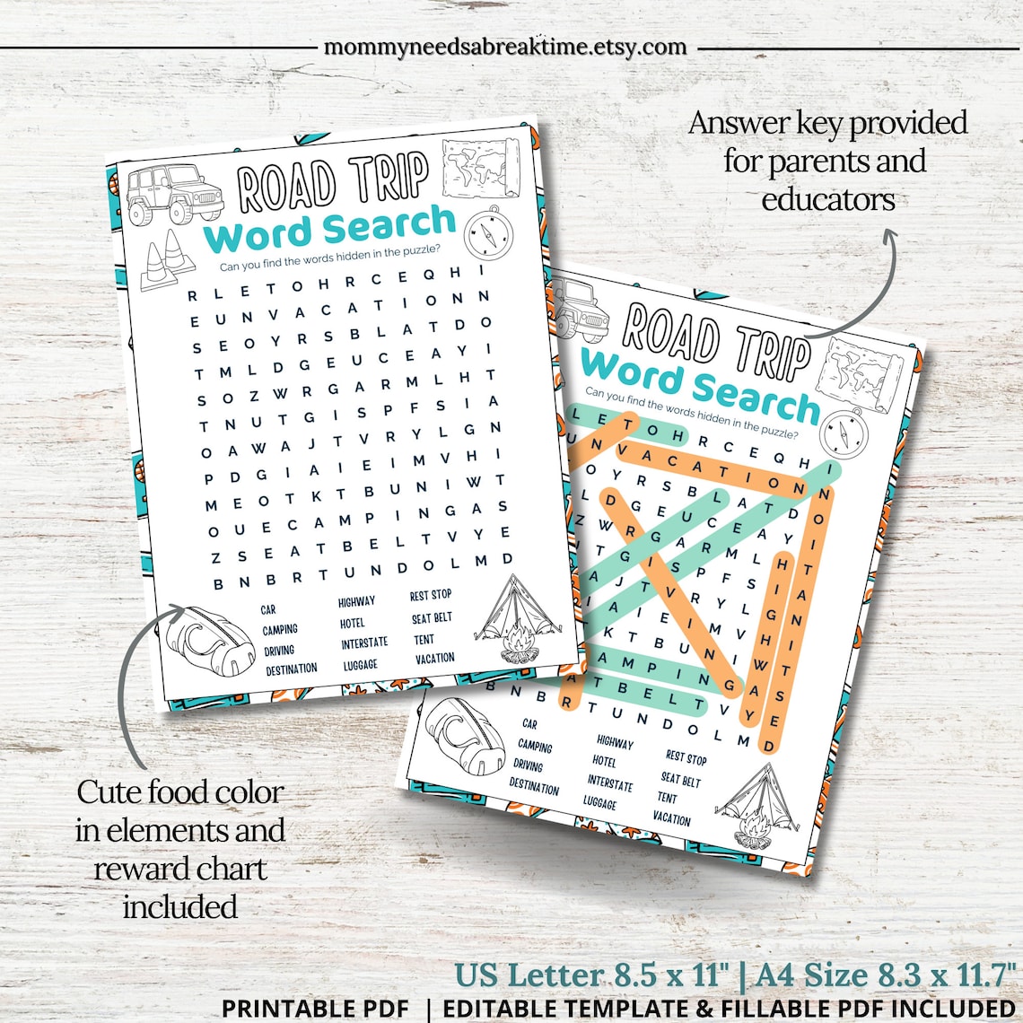 Road Trip Word Search Road Trip Games | Camping Activities Sibling ...