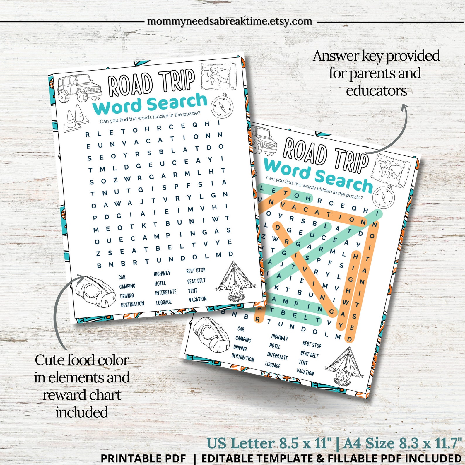 Road Trip Word Search Road Trip Games | Camping Activities Sibling ...