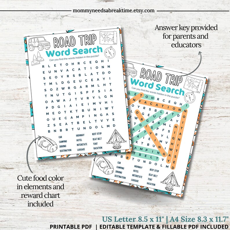 Road Trip Word Search Road Trip Games | Camping Activities Sibling ...