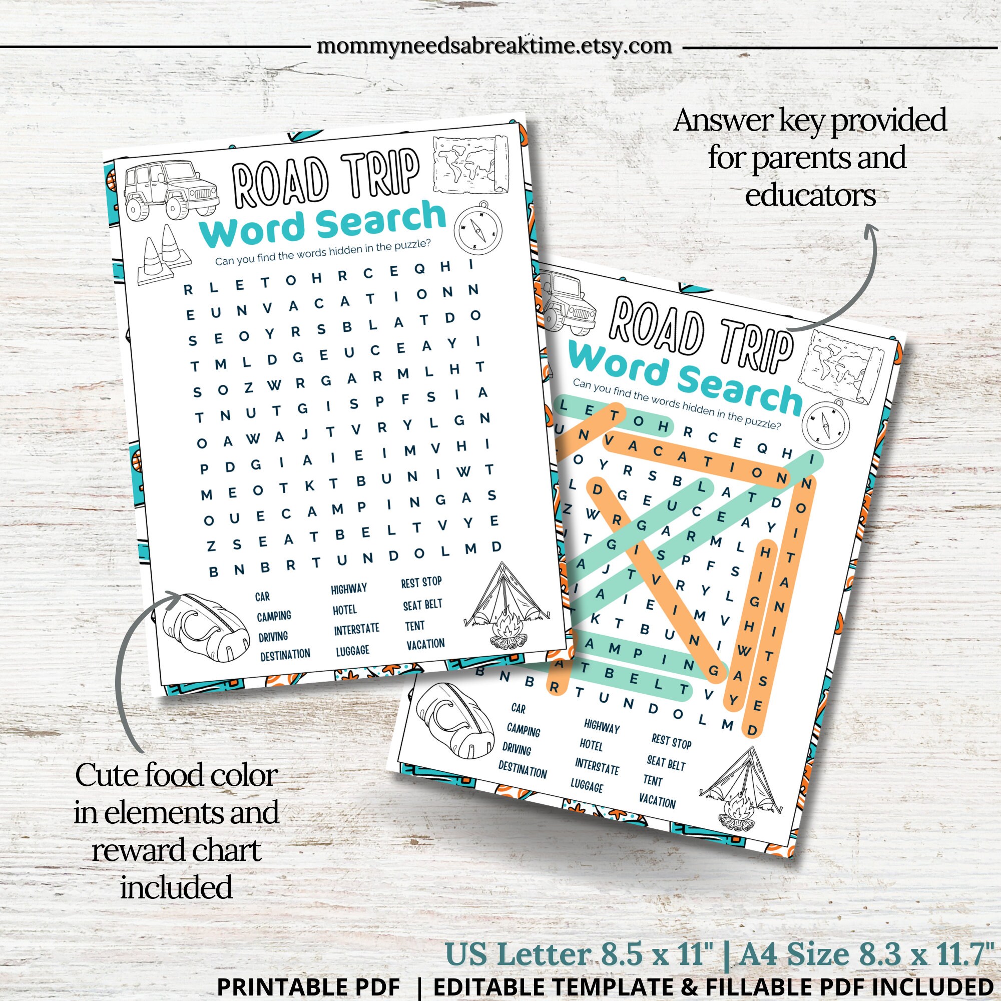 Road Trip Word Search Road Trip Games | Camping Activities Sibling ...