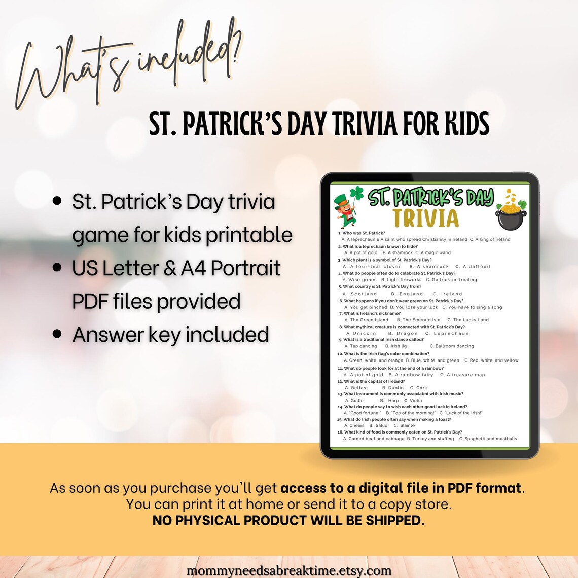 St Patricks Day Trivia Leprechaun Games, St Paddys Day Games, St ...