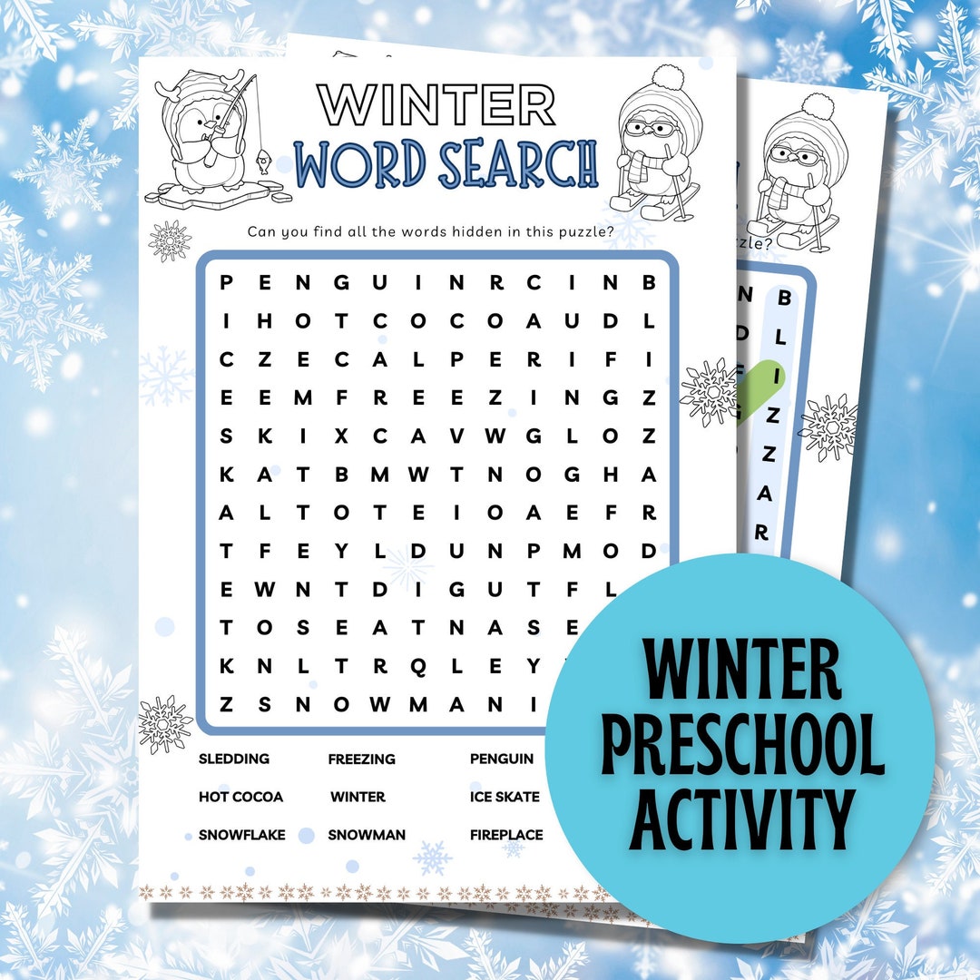 Winter Word Search Coloring Page Winter Activities for Kids Winter ...