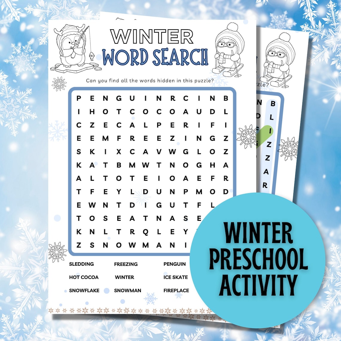 Winter Word Search Coloring Page Winter Activities for Kids Winter ...