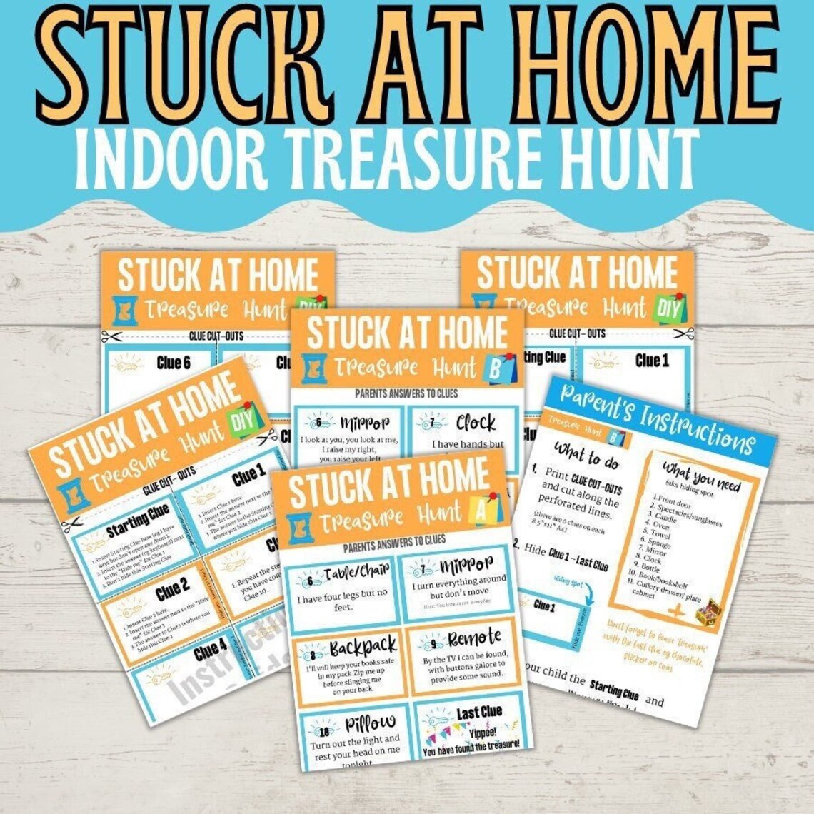 Stuck at Home Indoor Treasure Hunt Indoor Scavenger Hunt Printable Kids ...