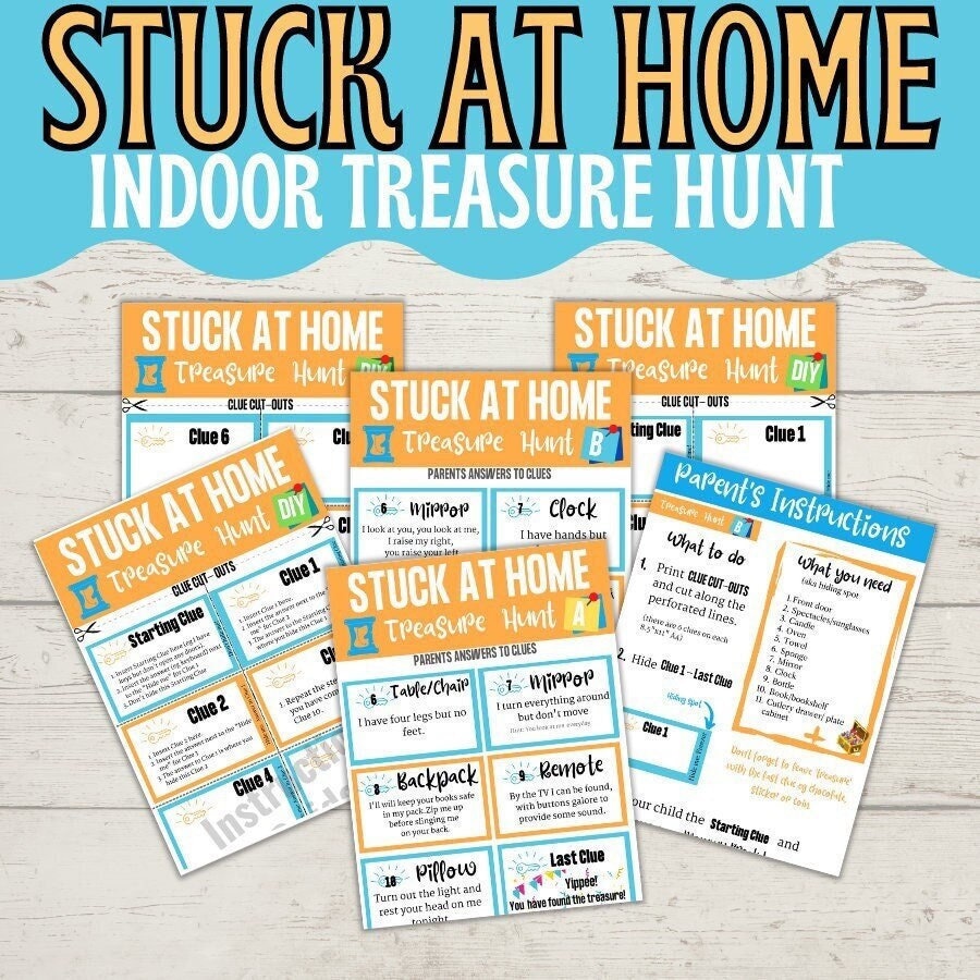 Stuck at Home Indoor Treasure Hunt | Indoor Scavenger Hunt Printable ...