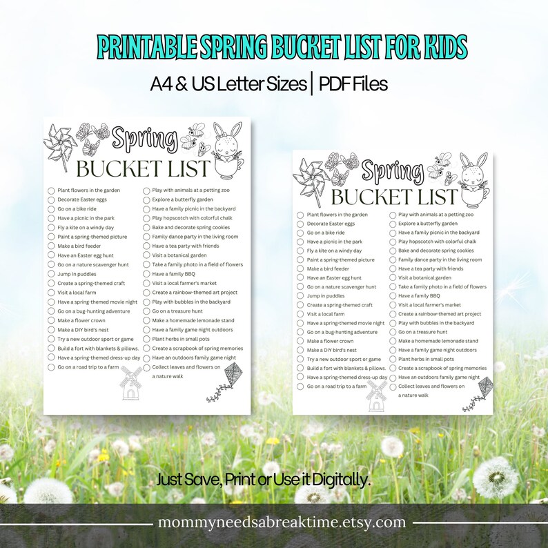 Spring Bucket List Coloring Page, Montessori Spring STEM Activities ...