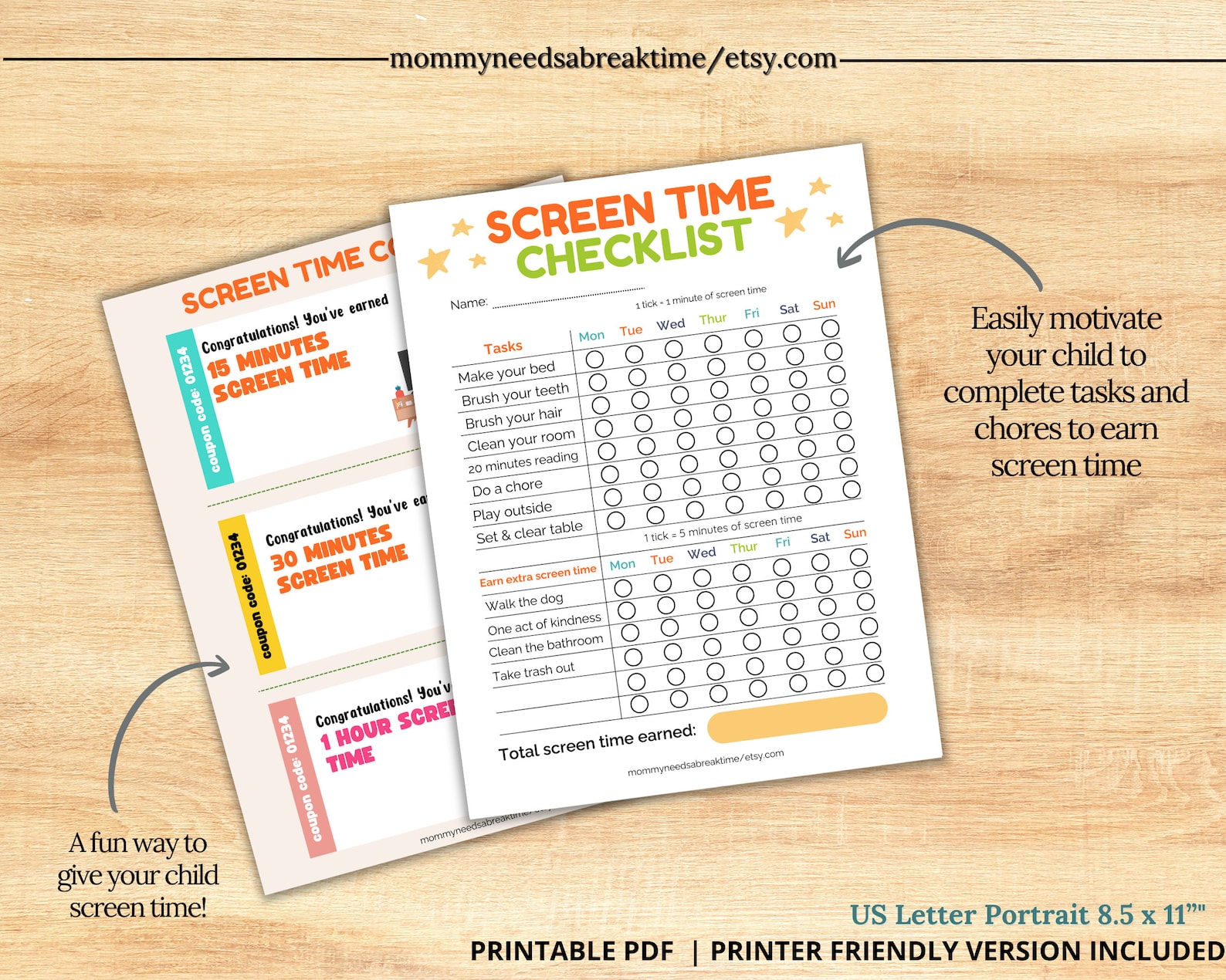 Summer Screen Time Checklist Screen Time Checklist, Kids Daily ...