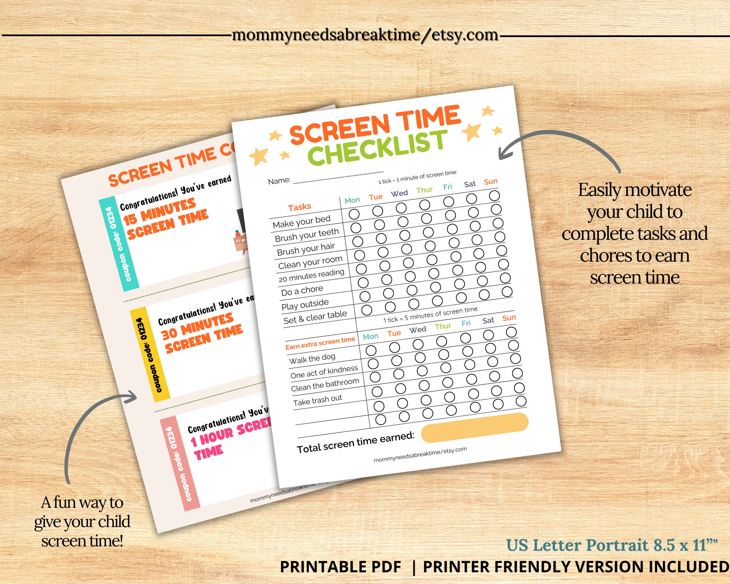 Summer Screen Time Checklist Screen Time Checklist, Kids Daily ...