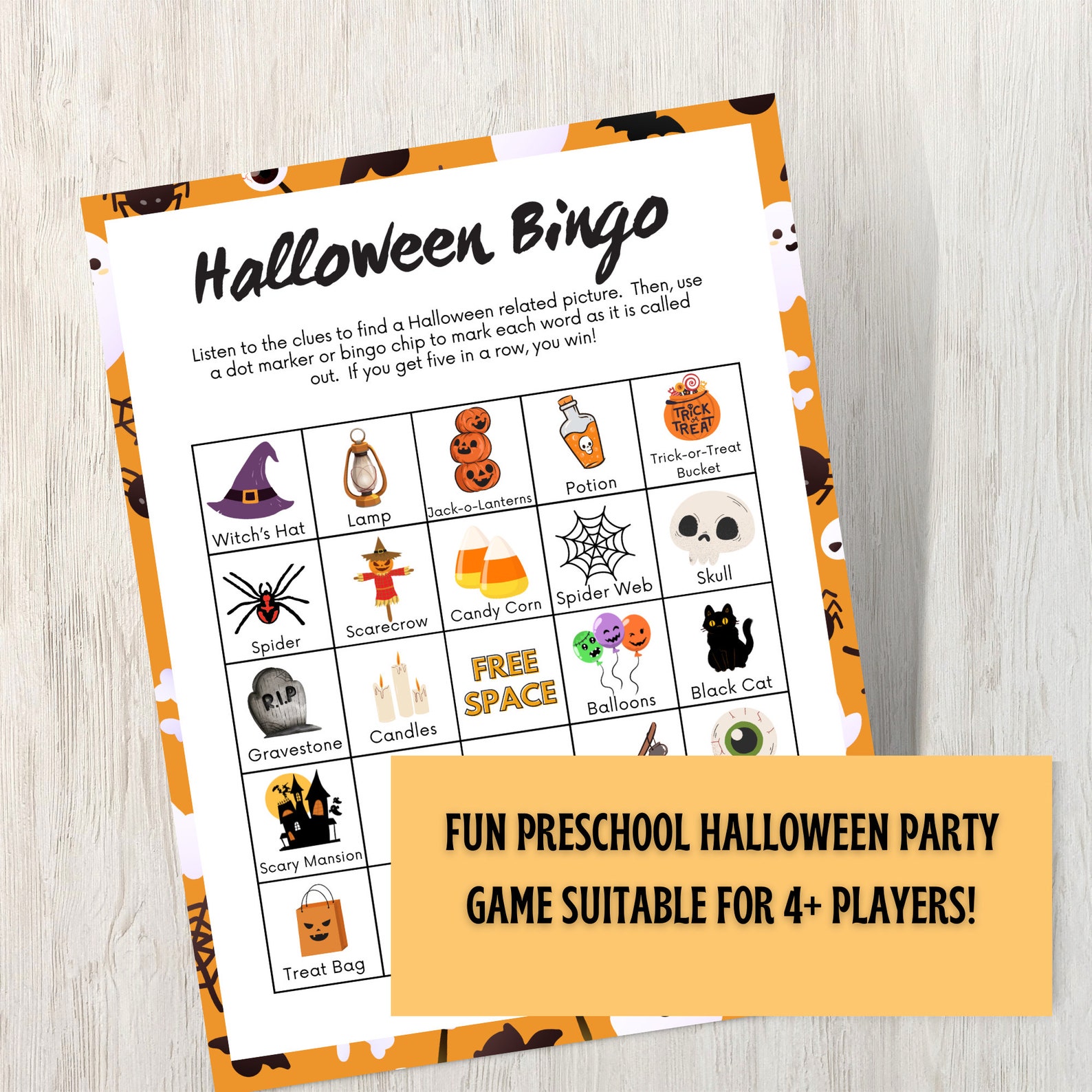 Preschool Halloween Bingo Printable Fall Halloween Game, Halloween ...