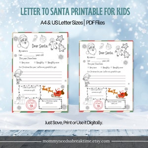 Dear Santa Letter Santa Coloring Page, Letter to Santa Printable Santa ...