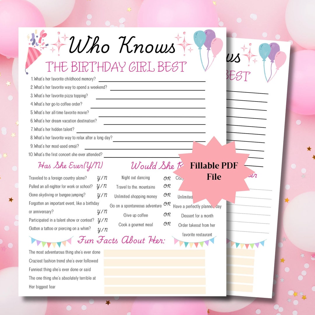 Who Knows the Birthday Girl Best, How Well Do You Know Birthday Girl ...