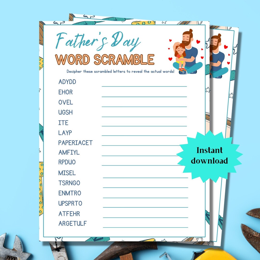 Fathers Day Word Scramble, Fathers Day Activity Fathers Day Games ...