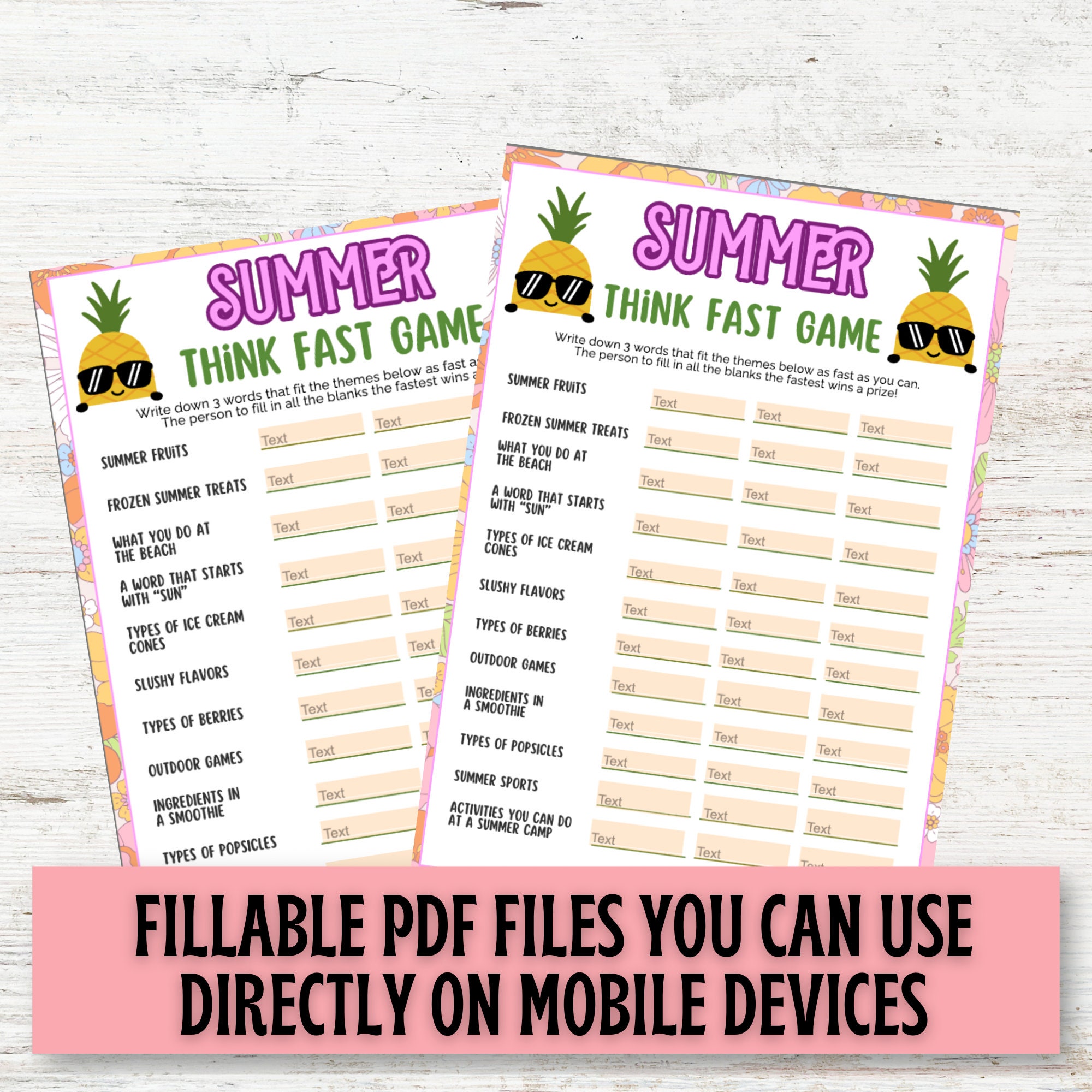 Summer Think Fast Game Camping Activities, Summer Camp Games Slumber ...