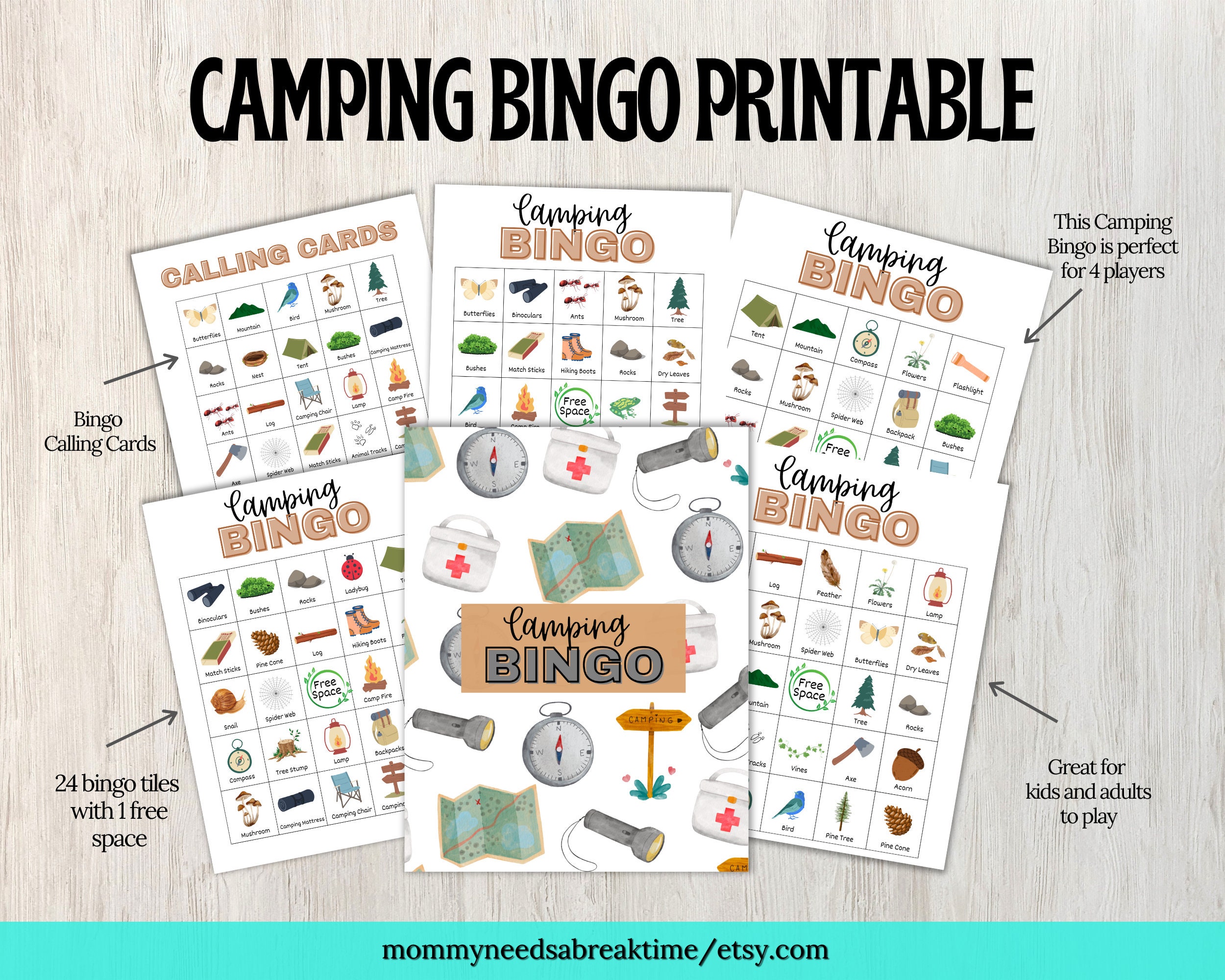 Camping Bingo Printables, Camping Party Game, Camping Party Favors ...