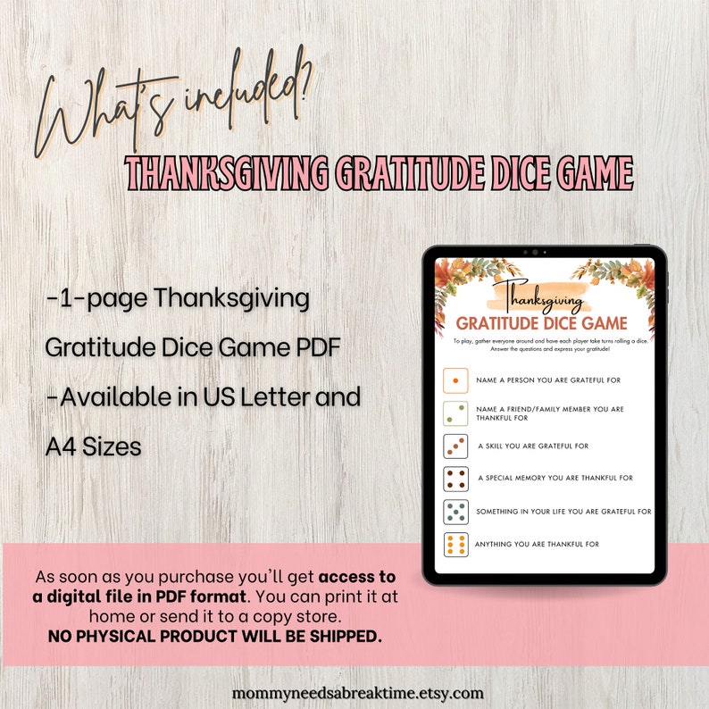Thanksgiving Gratitude Dice Game | Gratitude Game Thankful Game ...