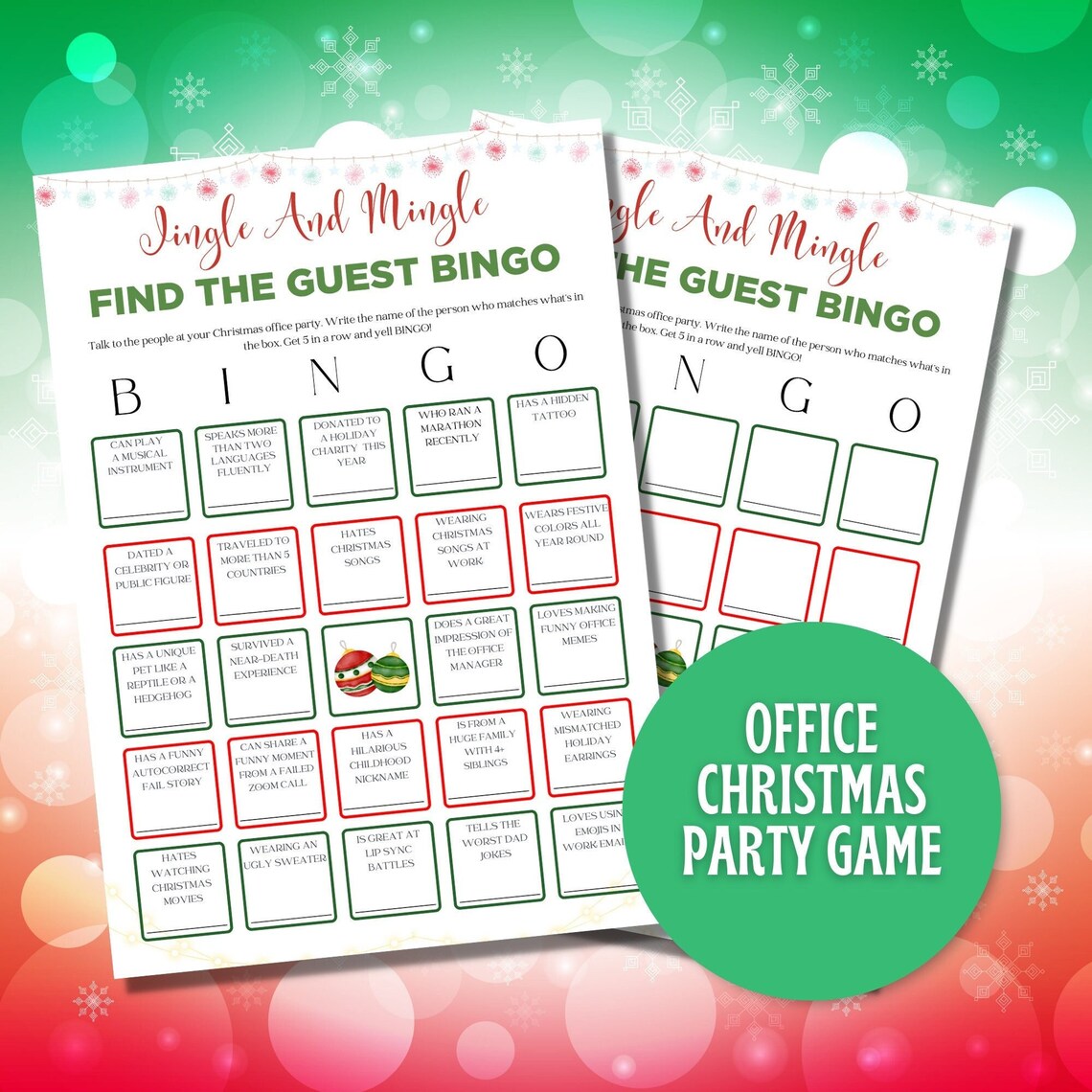 Jingle and Mingle Bingo, Coworker Bingo, Friendsmas Games, Holiday Ice ...