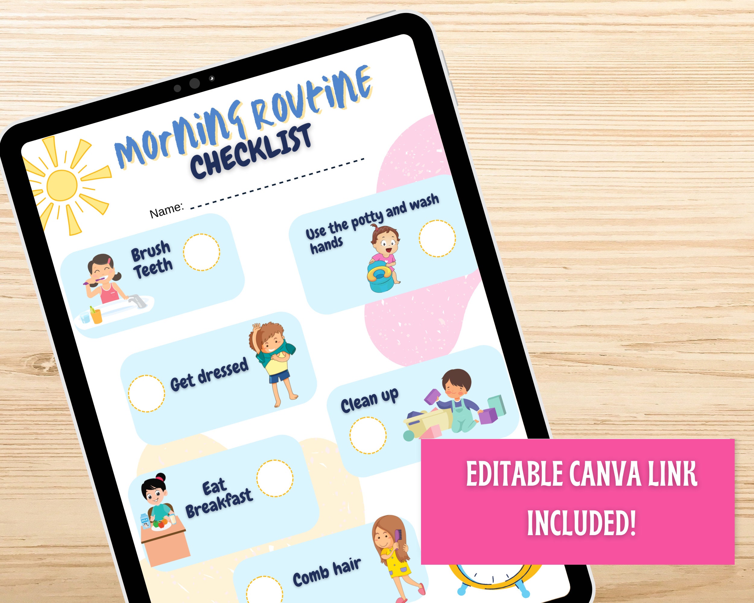 Kids Morning Routine Bedtime Checklist, Editable Morning Evening ...