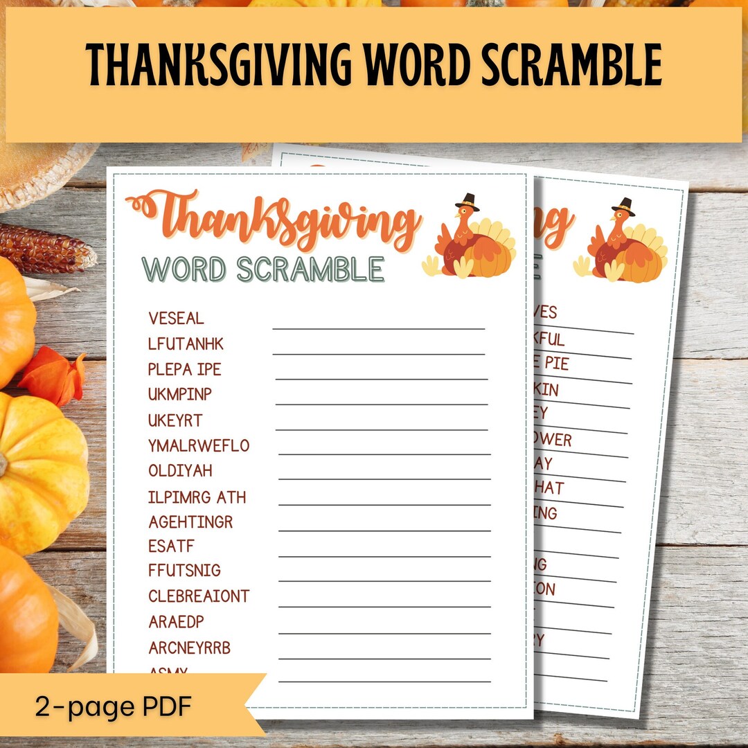 Thanksgiving Word Scramble | Fall Trivia Game Thanksgiving Words | Ice ...