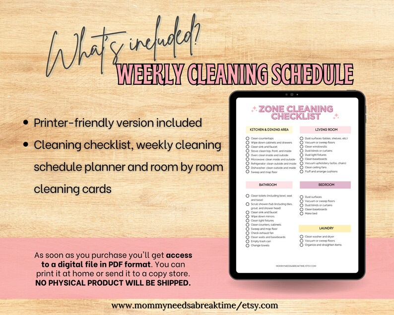 Weekly Cleaning Schedule Zone Cleaning Checklist, Spring Cleaning House ...