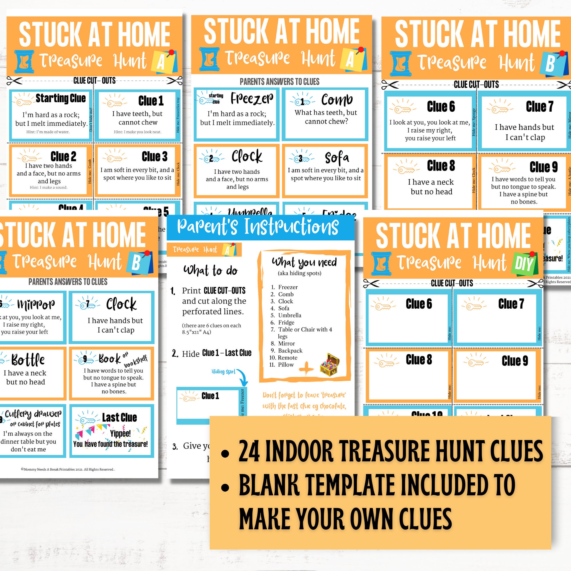 Stuck at Home Indoor Treasure Hunt Indoor Scavenger Hunt Printable Kids ...