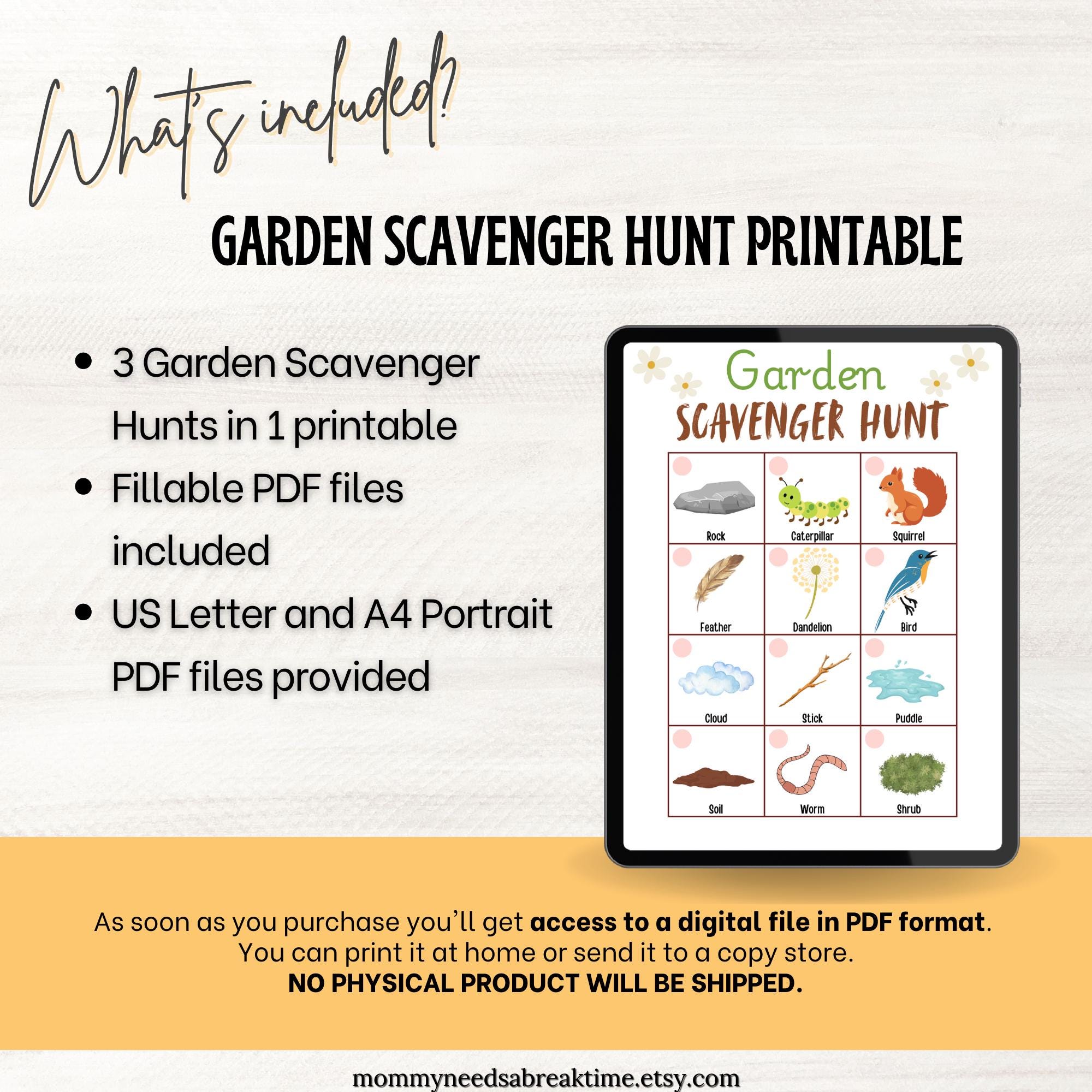 Garden Scavenger Hunt Kids Scavenger Hunt, Nature Outdoor Scavenger ...