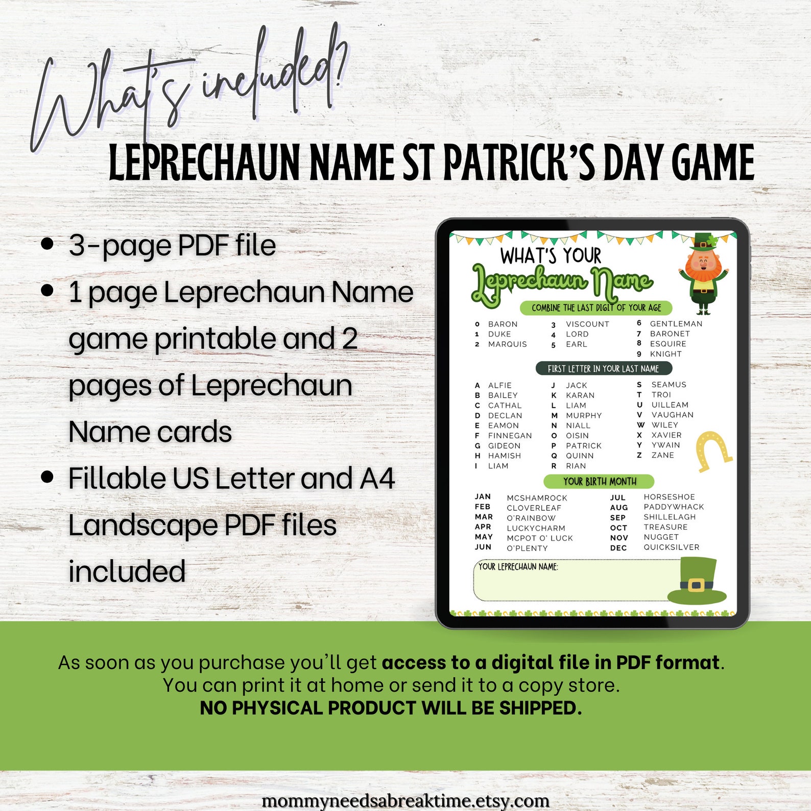 Whats Your Leprechaun Name St Patricks Day Game, St Pattys Day Game ...