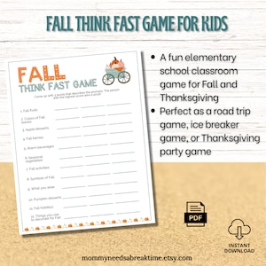 Fall Think Fast Game Kids | Fall Words Game Kids Word Games | Fall ...