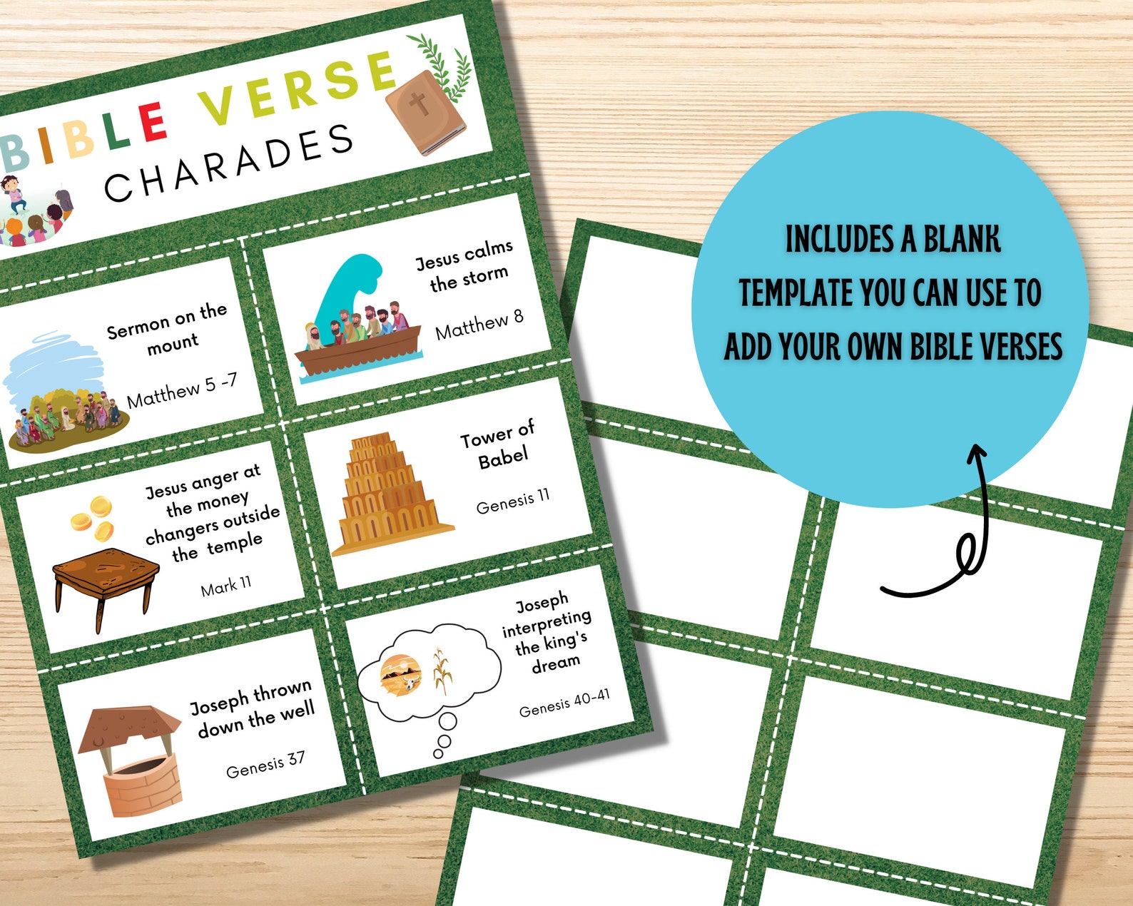 Bible Verse Charades for Kids Bible Pictionary Christmas - Etsy