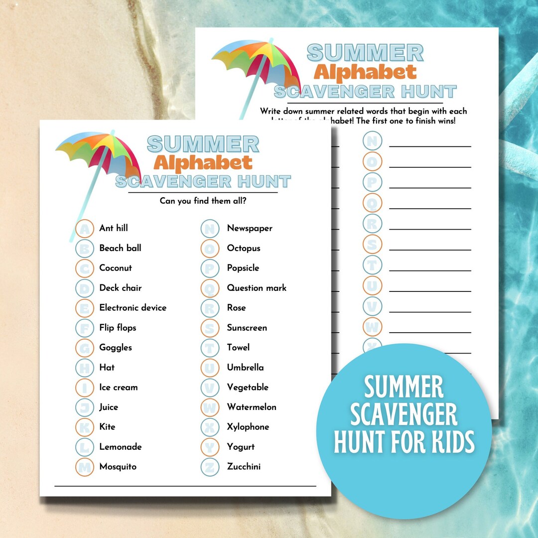 Summer Scavenger Hunt Camping Activities, Beach Scavenger Hunt Summer ...