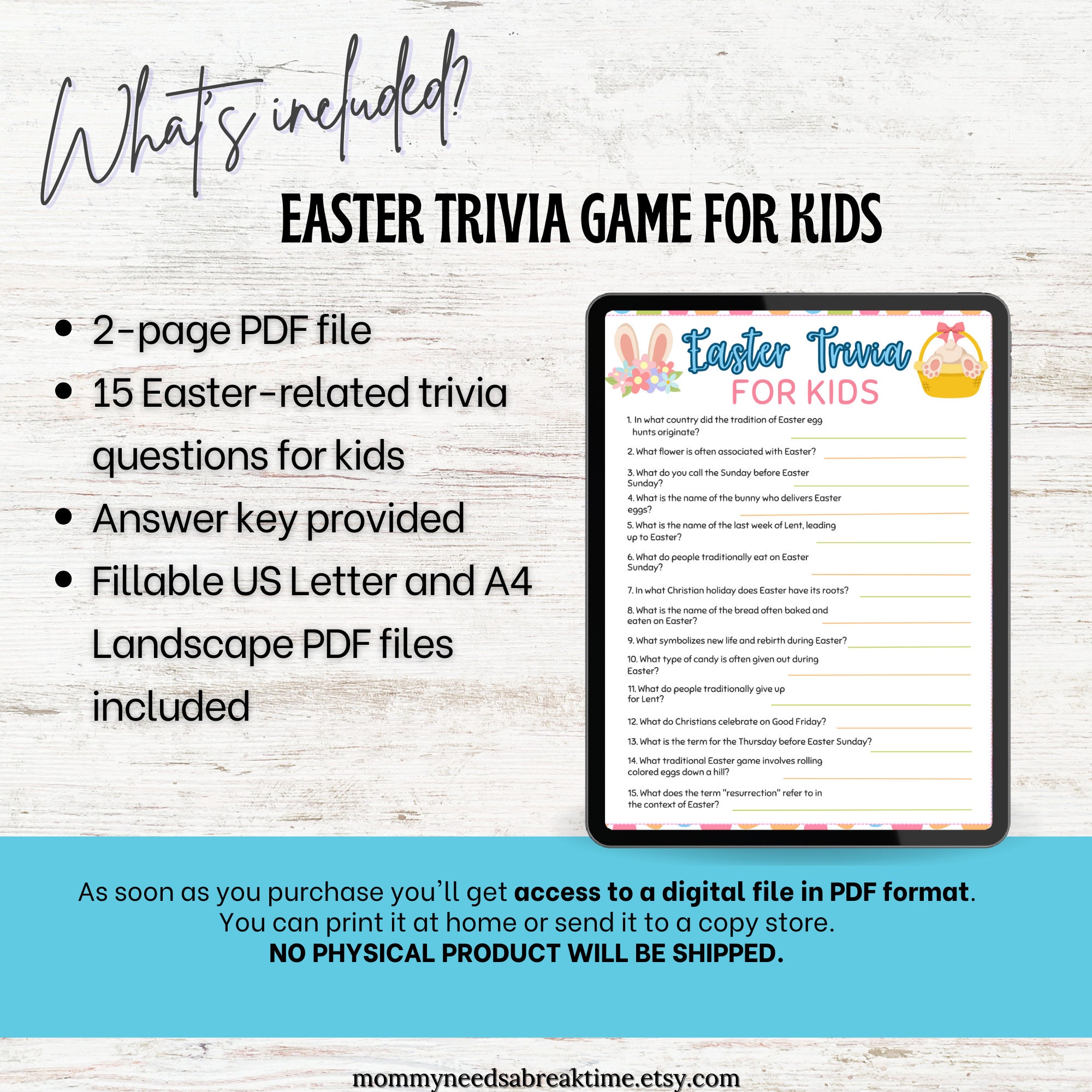 Easter Trivia Game Easter Party Game, Spring Trivia Easter Puzzle, Palm ...