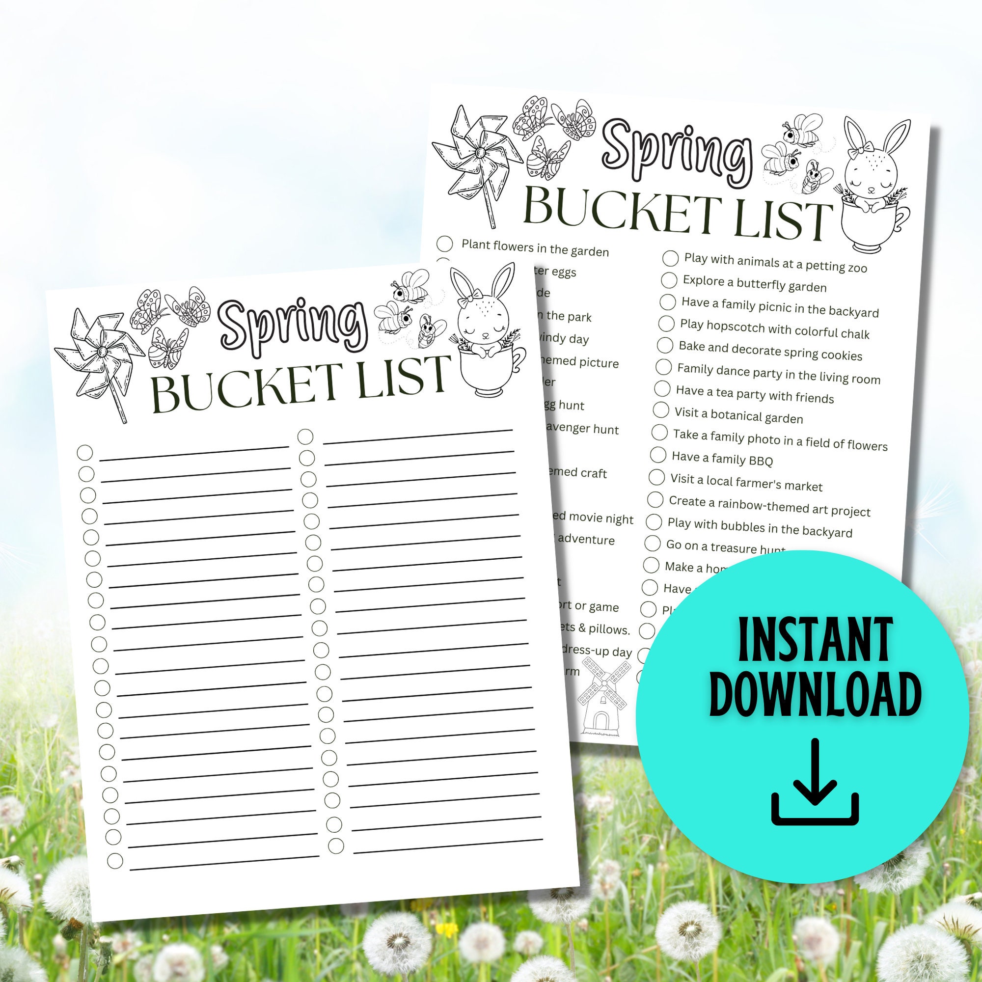 Spring Bucket List Coloring Page Montessori Spring STEM Activities ...