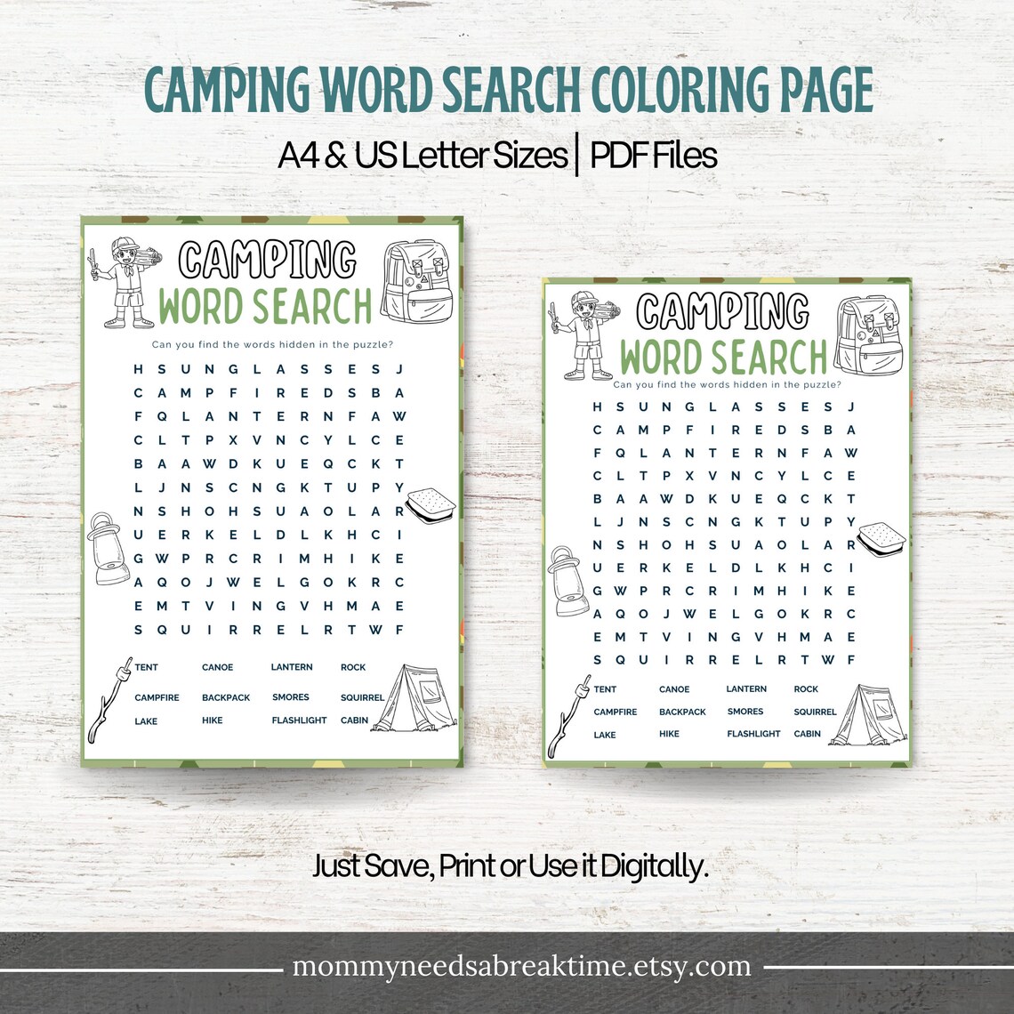 Camping Word Search Camping Activities, Camping Games, Kids Word Search ...