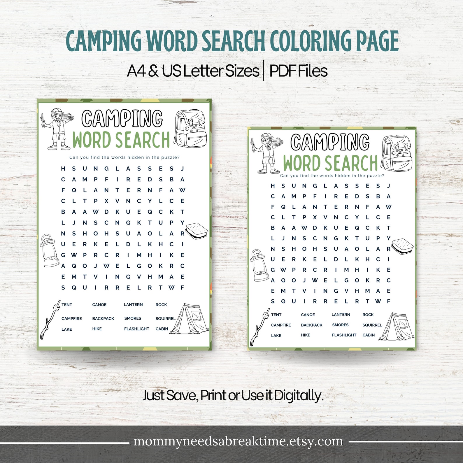 Camping Word Search Camping Activities, Camping Games, Kids Word Search ...