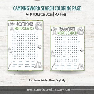 Camping Word Search Camping Activities, Camping Games, Kids Word Search ...