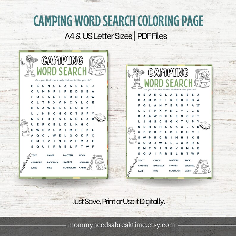 Camping Word Search Camping Activities, Camping Games, Kids Word Search ...