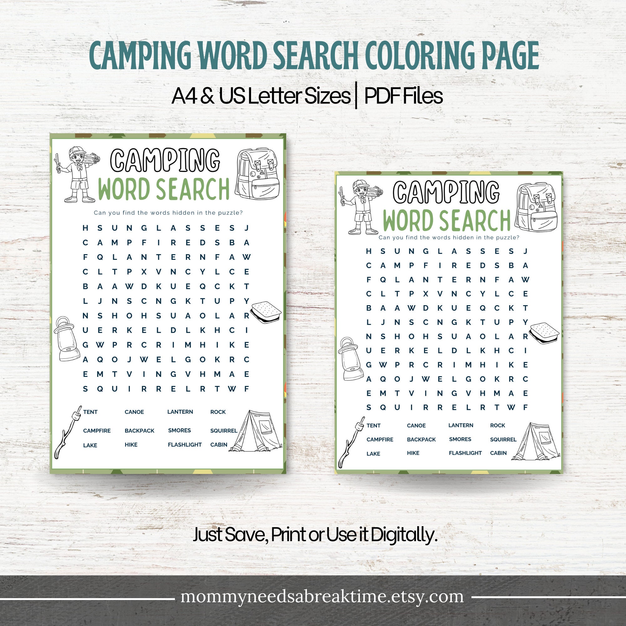 Camping Word Search Camping Activities, Camping Games, Kids Word Search ...