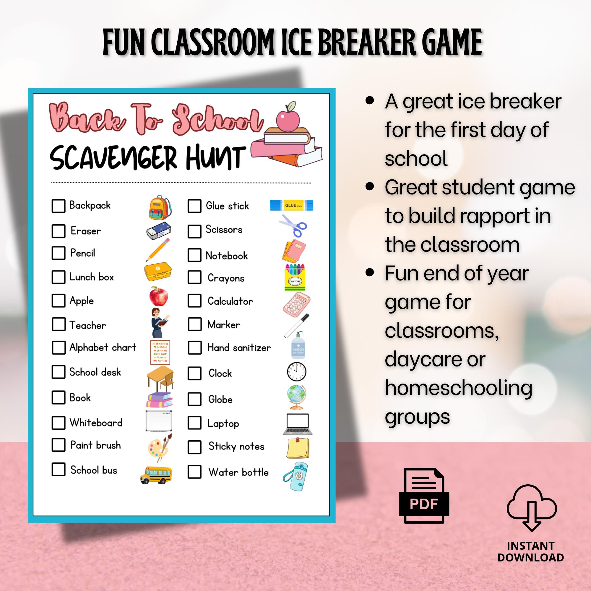 Back to School Scavenger Hunt, School Treasure Hunt Indoor Treasure ...