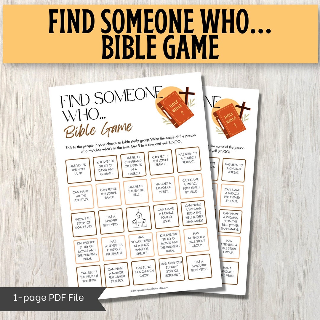 Find Someone Who Bible Bingo, Church Ice Breaker Game Find the Guest ...