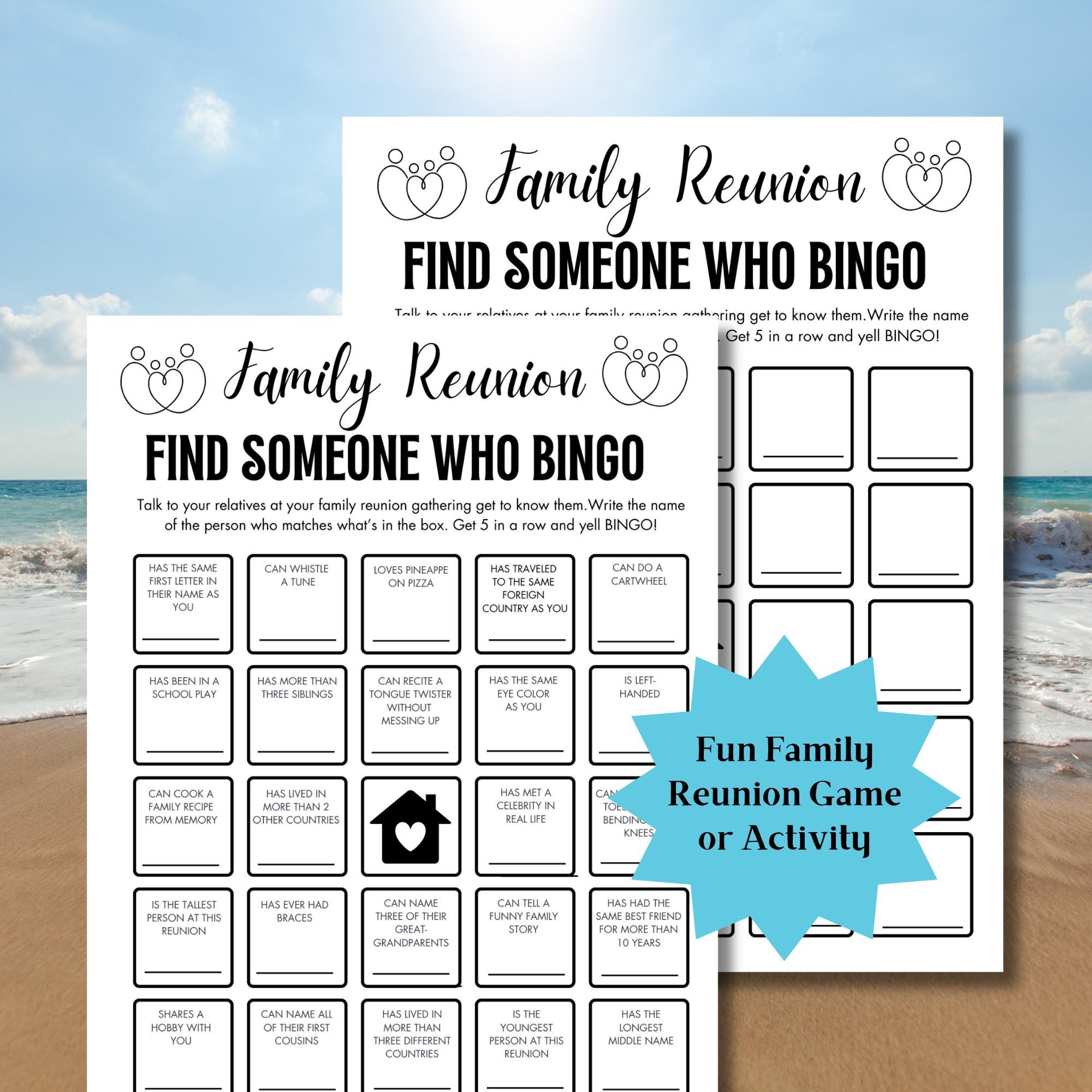 Family Reunion Bingo Ice Breaker Bingo,mix and Mingle Find Someone Who ...