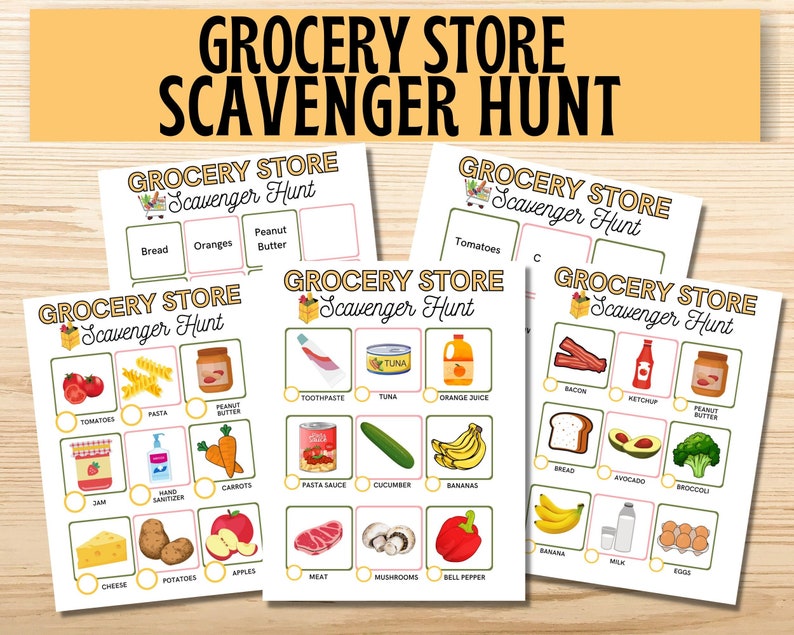 Grocery Store Scavenger Hunt Printable, Kids Scavenger Hunt Grocery ...