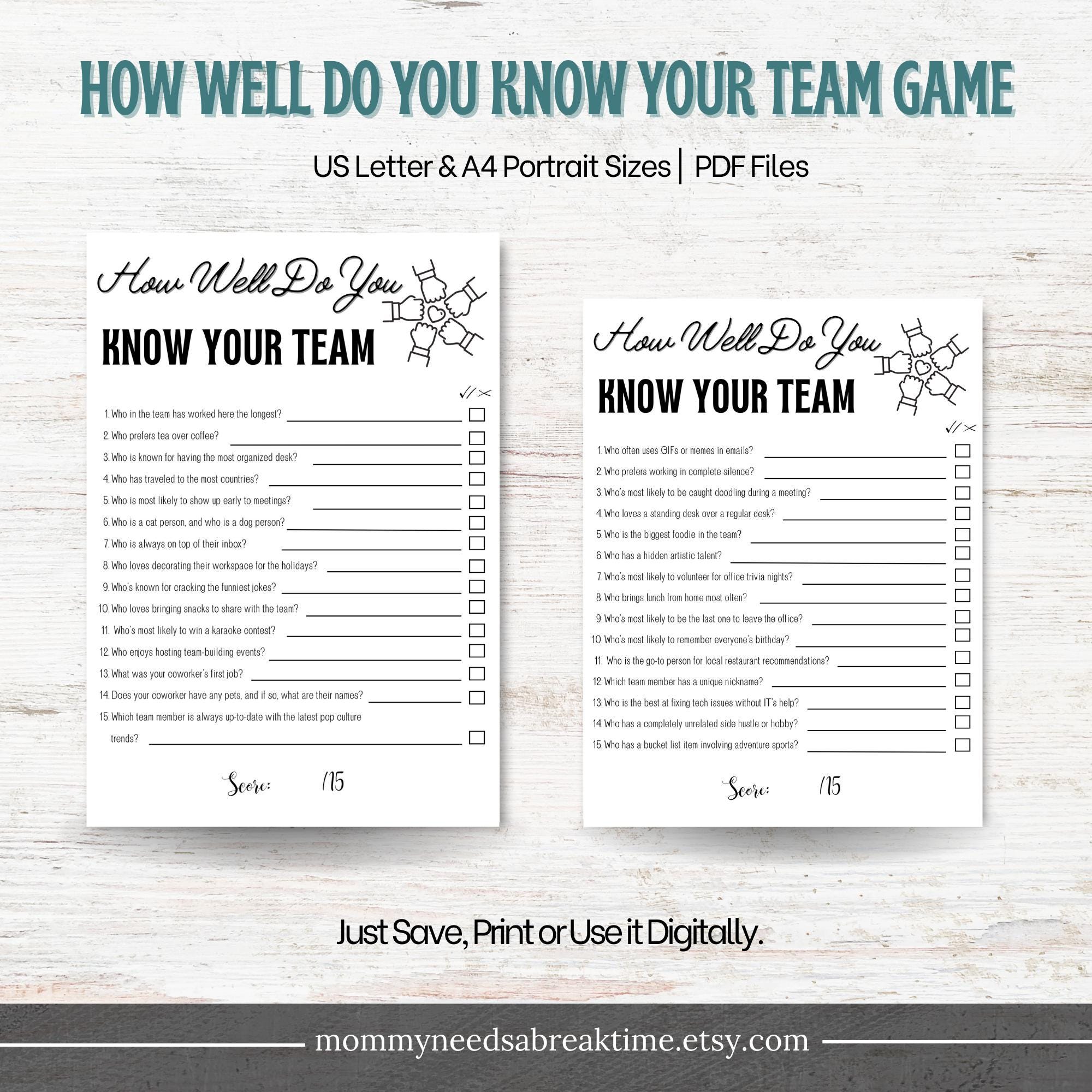 Team Building Games How Well Do You Know Your Team, Work Party Games ...