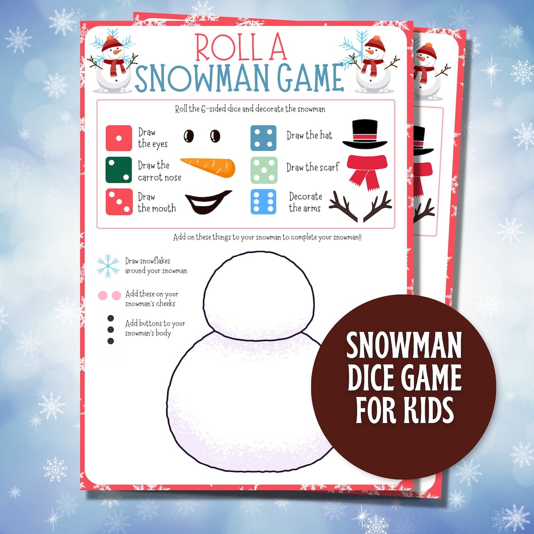 Roll A Snowman Game Christmas Dice Game | Printable Christmas Game ...